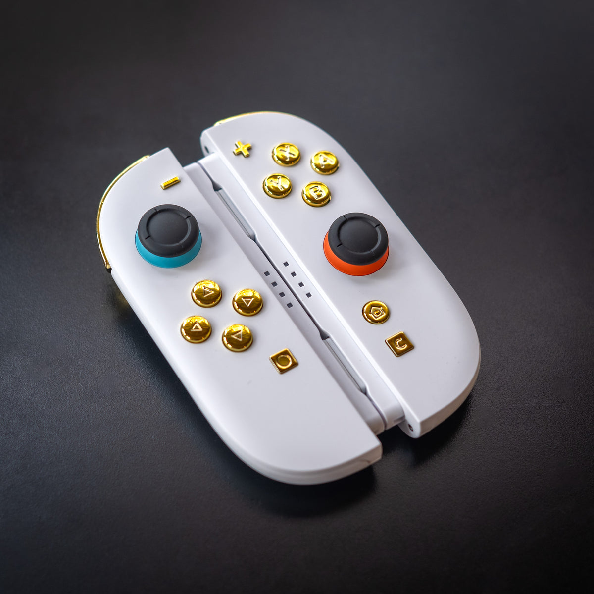 Switch 2 Custom Luxury Joy-Cons: White & Gold Chrome Set – GameTraderZero