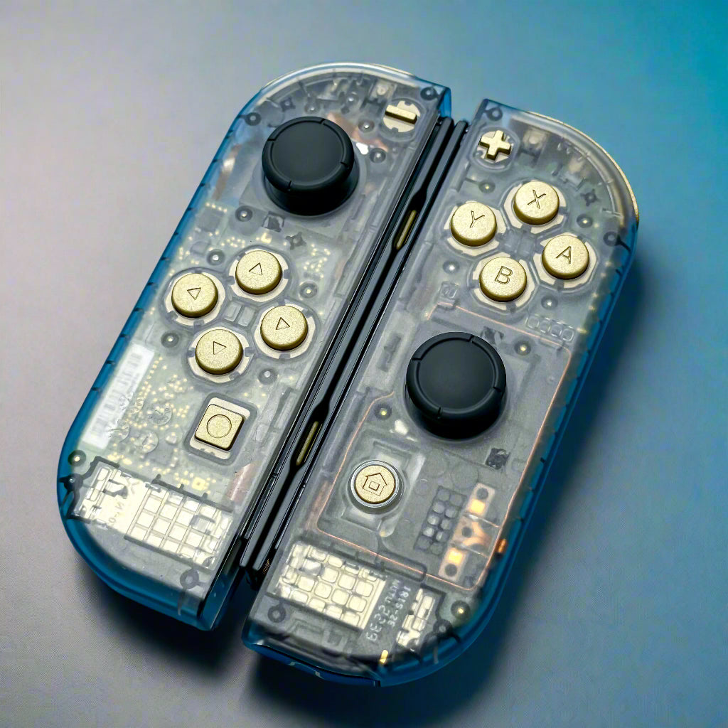 Custom Joy-Cons Retro Clear with Matte Brass-Finish Buttons Nintendo S ...