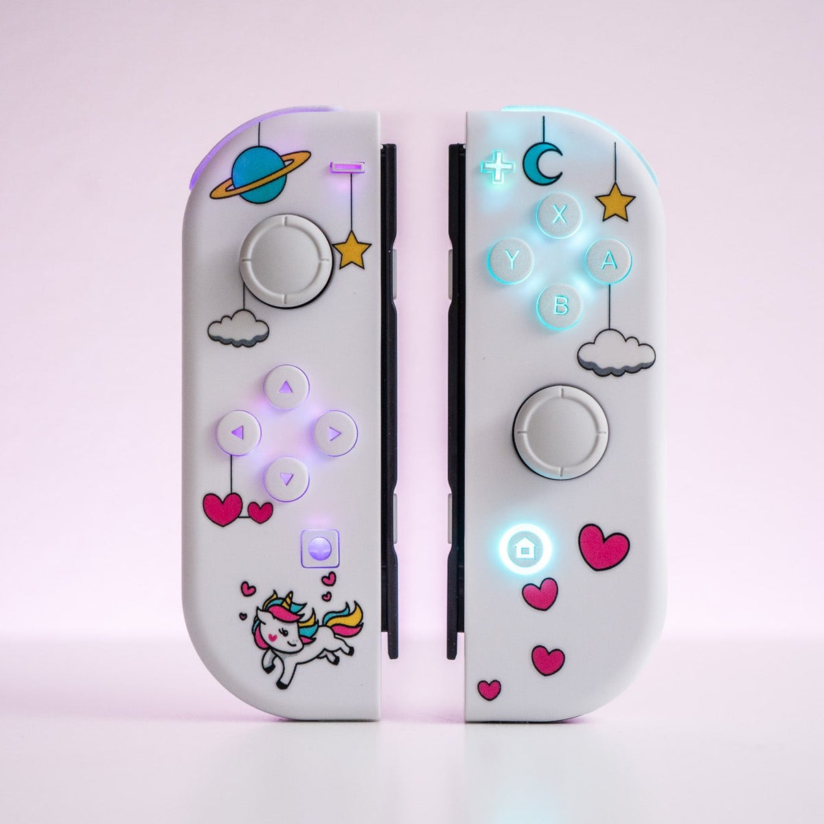Unicorns Hearts & Stars Custom LED Joy-Cons Cute Nintendo Switch Contr ...