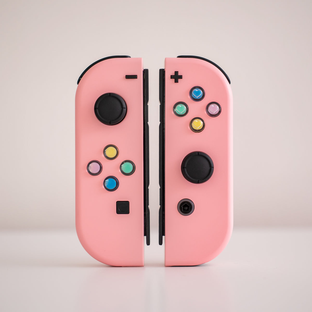 Pastel Pink Joy-Cons Customized with Pastel Heart Buttons Nintendo Swi ...
