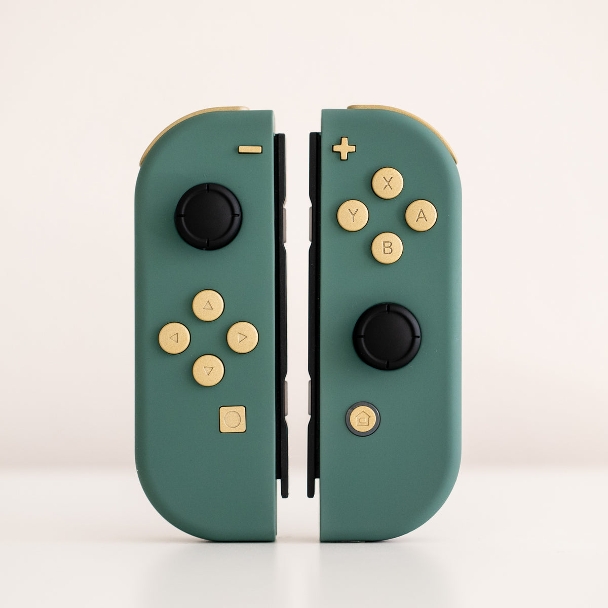 Custom Pine Green Joy-Cons for Nintendo Switch with Matte Brass Button ...