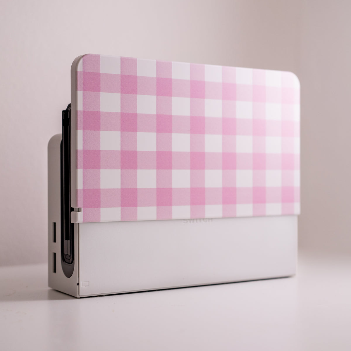 Switch Dock Cover Pink Gingham Pattern Nintendo Switch Checkerboard ...